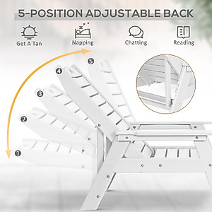 nalone Chaise Lounge Set of 2 Outdoor with 5-Position Adjustable Backrest, HDPE Lounge Chair for Outside Supports Up to 400 LBS, Pool Lounge Chairs for Patio Poolside Deck Beach Backyard(White)