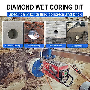 SALI Diamond Core Drill Bits 2" Diameter 10"/254mm Drilling Depth 5/8-11" Thread Core Bit Turbo Laser-Welded Segments for Cured Concrete with Rebar, Brick, Block, Masonry, Stone with Two Adapters