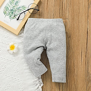 Lala Bear Infant Baby Girl 3 Pack Solid Pants and Casual Leggings Pink & White & Grey 0-3 Months