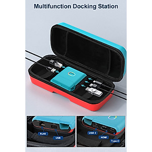 Kingstar Switch Dock for Nintendo Switch - Portable Switch Docking Station with Carrying Case, PD Fast Charging, RJ45 Gigabit Ethernet, HD Projection HDMI Port for Switch OLED Console and Accessories