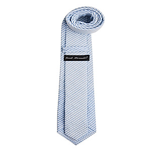 Jacob Alexander Men's Seersucker Striped Pattern Regular Length Neck Tie - Baby Blue