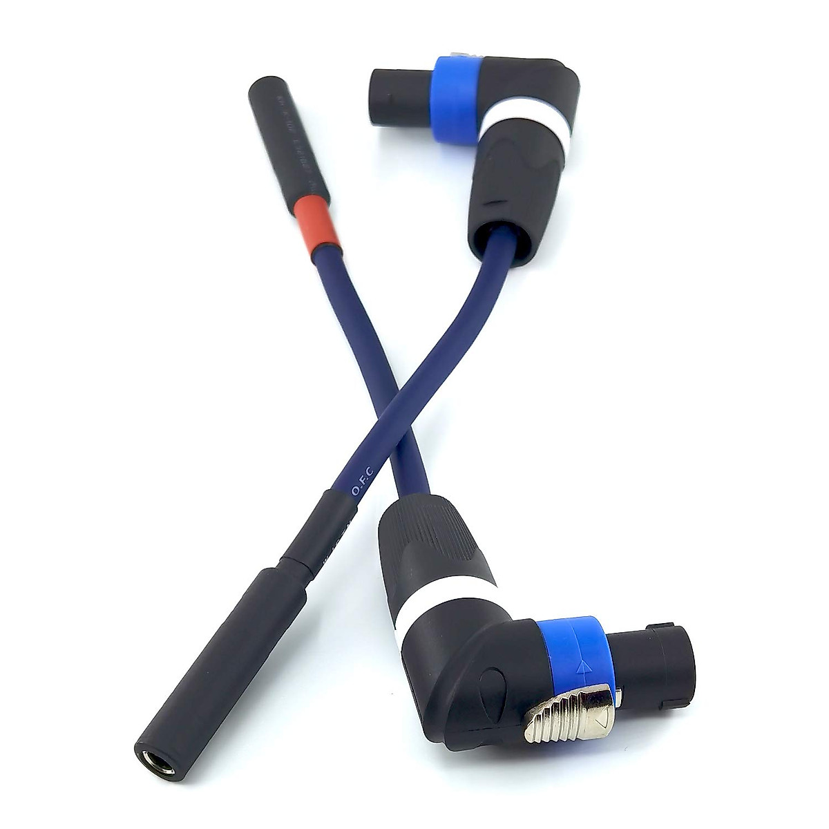 WJSTN-19 1/4 TS Female to Right Angle Speakon Speaker Audio Cable Right Angle Speakon To6.35 mm（Female） Mono Jack Adapter，1/4" to Twist Lock Right Angle Speak-on Cord -2 Pack (6IN)