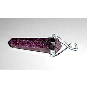 Sublime Gifts Premium Lepidolite Crystal Healing Cut Gemstone Point Pendant with Decorative Swinging Silver Metal Bail