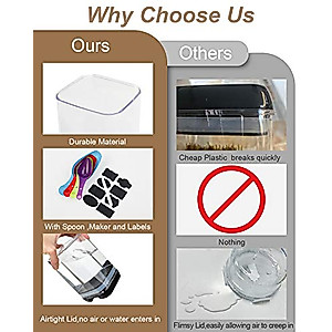 Airtight Food Storage Containers Kitchen-Cereal-Organization - McKain 7 Pieces BPA Free Plastic Pantry Container Set with 24 Labels and Spoon Set