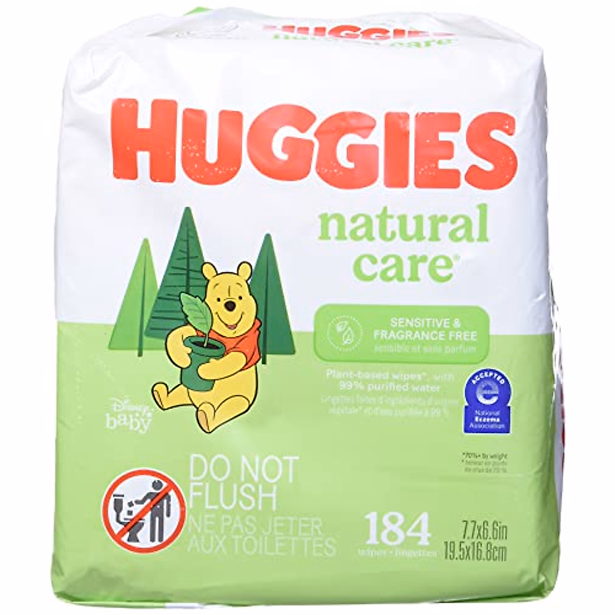 Huggies Natural Care Fragrance Free Baby Wipes, 552 Total Wipes 184 Count (Pack of 3), Packaging May Vary