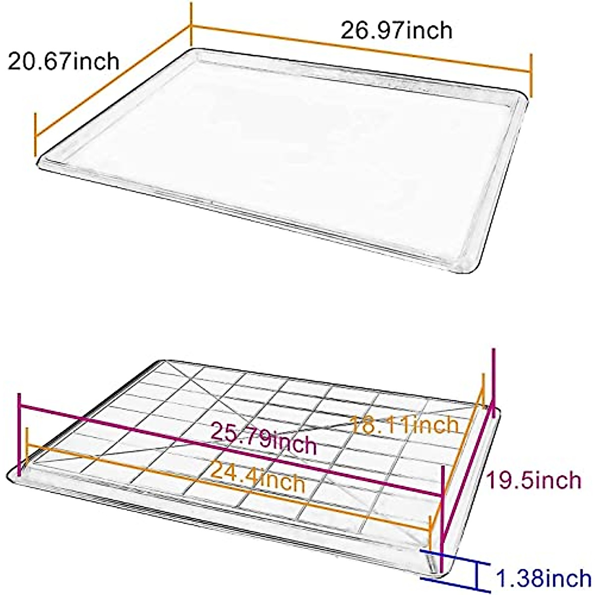 Confote 2 pcs 27 X 20.7 inch Replacement Tray for Dog Crate Pans Plastic Bottom for Pet Cages Crates Kennels Dogs Cat Rabbit Ferret Critter