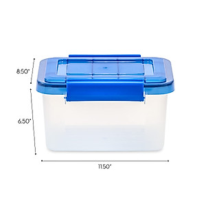 IRIS USA 5Pack 6.5qt WEATHERPRO Airtight Plastic Storage Bin with Lid and Seal and Secure Latching Buckles