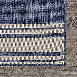 Lr Home Ox Bay Seamas Nautical Navigation Indoor Outdoor Rug, Navy/White, 3' x 5'