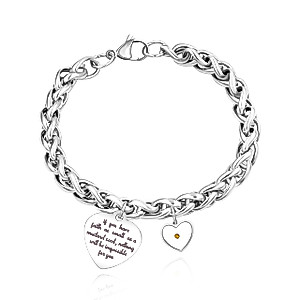 Cool Stainless Chunky Thick Large Link Chain Bracelet with Faith Mustard Seed Charm for Men Women Length 7.9" * Width 8mm (8mm-Heart Charm)