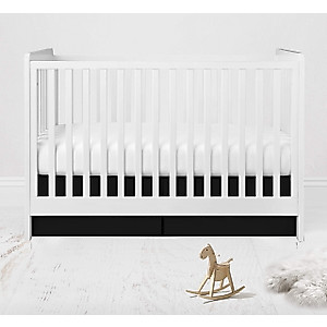 Bacati Solid Crib/Toddler Bed Skirt Dust Ruffle, Black, 13 inches Drop