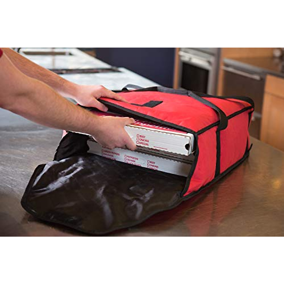 Carlisle FoodService Products PB17 Commercial Insulated Pizza/Food Delivery Bag, 5" H x 16.5" W x 17" D, Red