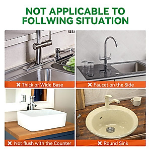 Kitchen Sink Splash Guard 17.7 * 5.5 Inch, Toovem Faucet Handle Drip Catcher Tray, Longer Silicone Sink Faucet Mat, Dish Soap Sponge Holder for Kitchen, Bathroom, Farmhouse, Bar & Rv, Black