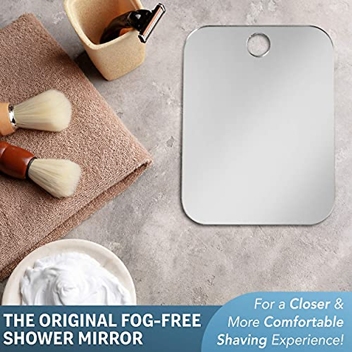 The Shave Well Company Original Anti-Fog Shaving Mirror | Fogless Bathroom Shower Mirror with Handheld Option for Men and Women | Hanging Shower Mirror Includes Long-Lasting Removable Adhesive Hook
