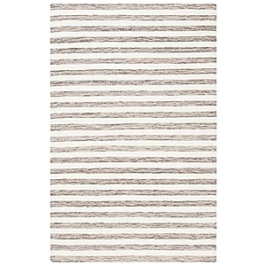 SAFAVIEH Dhurries Collection 5' x 8' Brown / Ivory DHU575E Handmade Flatweave Premium Wool Area Rug