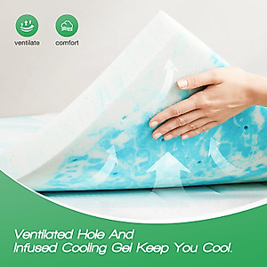 Mattress Topper, 2 Inch Twin Size Cooling Memory Foam Mattress Bed Topper for Sleeper Sofa, RV, Camper, CertiPUR-US Certified