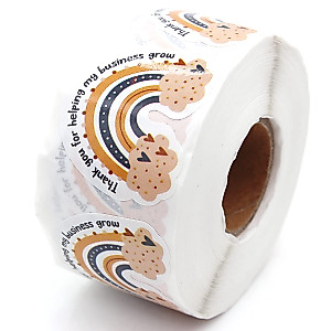 Muminglong 1.5 Inch Thank You for Helping Rainbow Sticker,Thank You Sticker,Small Shop Sticker, Small Business, Handmade Sticker,Packaging Sticker, 500 PCS