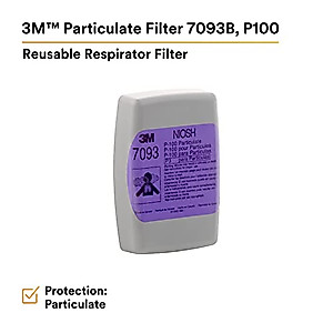 3M Personal Protective Equipment P100 Respirator Filter 7093B, 1 Pair, Helps Protect Against Oil and Non-Oil Based Particulates, Asbestos, Mold, Silica, Grinding, Sanding, Welding