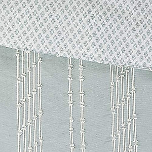 INK+IVY Kara 100% Cotton Duvet Mid Century Modern Design, All Season Comforter Cover Bedding Set, Matching Shams, King/Cal King, Jacquard Stripes Aqua 3 Piece
