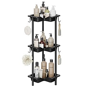 Nieifi Standing Shower Caddy, 3 Tier Floor Corner Shower Shelves for Bathroom Shampoo Organizer
