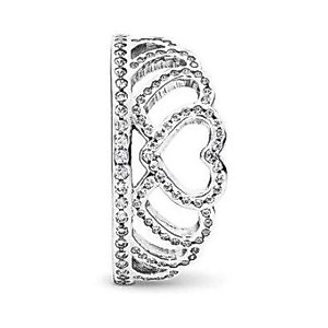 Pandora Jewelry Hearts Tiara Cubic Zirconia Ring in Sterling Silver, Size 5