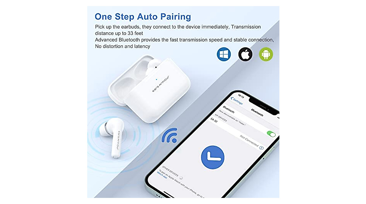 Ears Armour Hybrid ANC Wireless Earbuds | 32H Battery, Calls