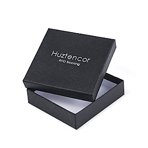 Huztencor Wallet with Zipper for Men RFID Blocking Wallets for Men Leather Zip Around Bifold Multi Card Holder Purse Carbon Fiber Black