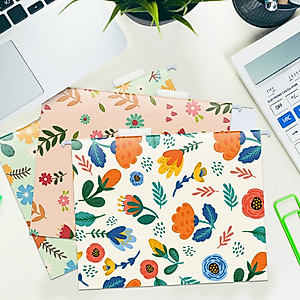 Qeeenar Decorative Floral File Folders, Letter Size, 12 Pieces, with Removable Labels and Adjustable Tabs