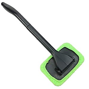 GPCT Windshield Auto Glass Cleaner W/Long Handle [Microfiber] Wiper for Car, Truck, SUV, Vehicle. Removes Dirt, Dust, Fingerprints. Comes W/Free Water Sprayer & Extra Microfiber Bonnet! (Green)