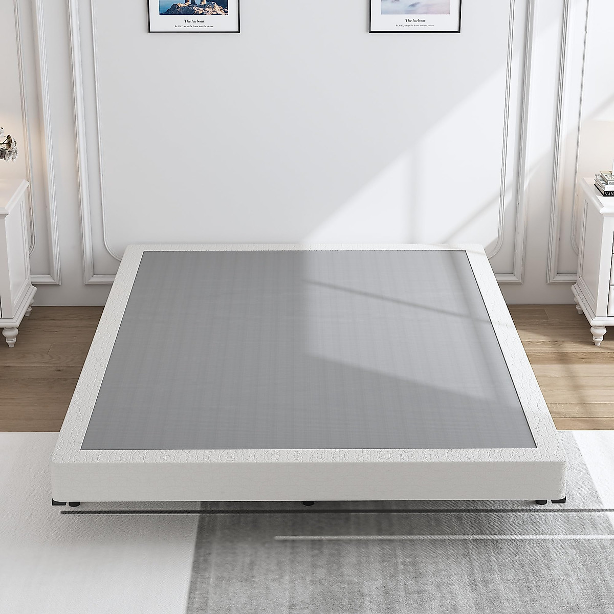 HOBINCHE 5 Inch Queen Size Box Spring for Bed,Heavy Duty Box Spring with Fabric Cover,Noise Free,Easy Assembly,3000LBS Weight Capcity Metal Mattress Foundation,Non-Slip