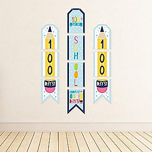 Big Dot of Happiness Happy 100th Day of School - Hanging Vertical Paper Door Banners - 100 Days Party Wall Decoration Kit - Indoor Door Decor