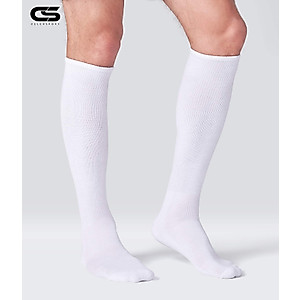 CELERSPORT 2 Pack Baseball Soccer Softball Socks For Youth Kids Men Women Multi-sport Tube Socks White Medium