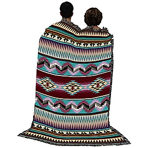 Pure Country Weavers Desert Stripe Blanket - Southwest Native American Inspired - Gift Tapestry Throw Woven from Cotton - Made in The USA (72x54)