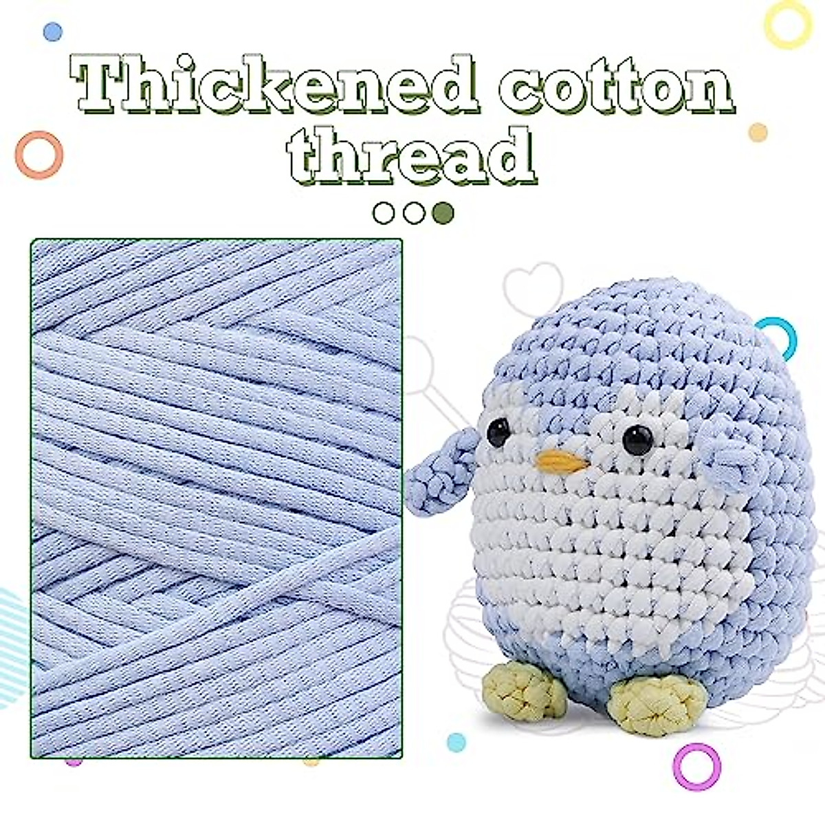 UOOU Soft Yarn for Crocheting, 250g/8.81oz Crochet Yarn, 328 Yards Yarn for Crocheting Knitting with Stitch Markers, Blunt Needles Chunky Thick Cotton Nylon Blend Yarn for Crocheting Beginner-Blue