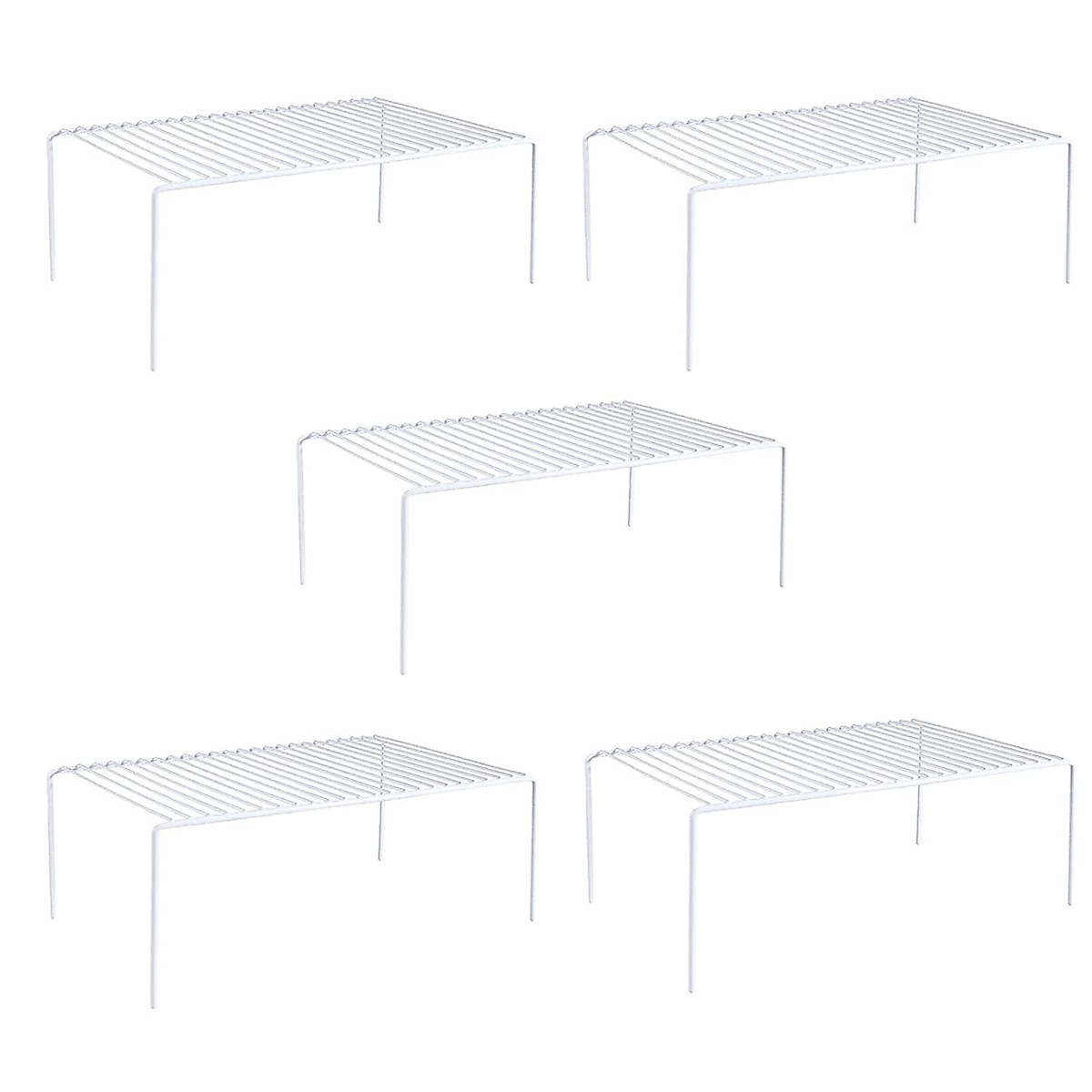 ARCCI Kitchen Cabinet Shelf Organizer Rack Set of 5, Large (15.7 x 9.4 inch) Metal Wire Storage Shelves Rack, Dish Plate Organizer Rack for Cabinets, Pantry, Cupboard Organization Shelf Risers