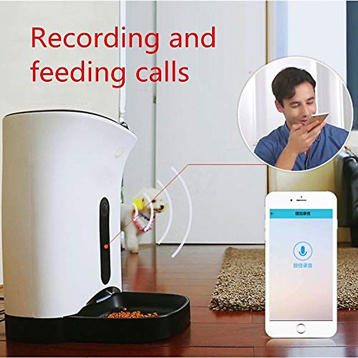 ZZK Intelligent Feeder Automatic Feeding Cats and Dogs pet Food Distributor rationing Feeder Surveillance Camera,C
