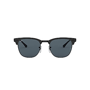 Ray-Ban RB3716 Clubmaster Metal Sunglasses+ Vision Group Accessories Bundle(Matte Black On Black/Blue (186/R5),unisex-adult