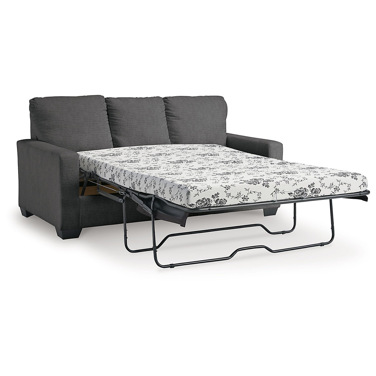 Signature Design by Ashley Rannis Casual 2-in-1 Sofa Sleeper with Folding Gel Memory Foam Mattress, Full, Gray