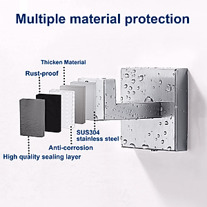 Towel Hooks for Bathrooms, Brushed Nickel Towel Hook for Kitchen Bathroom, SUS304 Stainless Steel Coat Hook, Square Heavy Duty Holder Robe Hooks for Hanging Towels, Coats, sponges, Wall Mount, 4 Pack