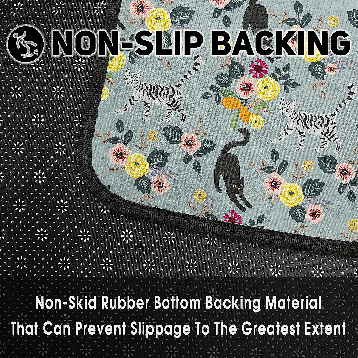 Ksoemar Cat Rugs and Mats Kitchen Floor Mats for in Front of Sink, Anti Fatigue Floor Mat for Kitchen, Padded Kitchen Mats for Standing and Kitchen Matt for Standing for Kitchen Decor 17"X30"+17"X47"