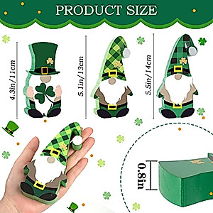 St. Patrick's Day Decorations Gnomes Table Sign - 3pcs Wooden Scandinavian Tomte Shamrock Clover Lucky Table Centerpiece, Green Home Office Irish Themed Party Decor