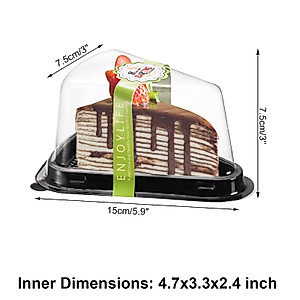 ZENFUN 100 Pack Cake Slice Containers with Stickers, Plastic Clear Cake Slice Boxes Individual Cheesecake Pie Containers for Cake, Tiramisu, Mousse, Dessert, Triangle