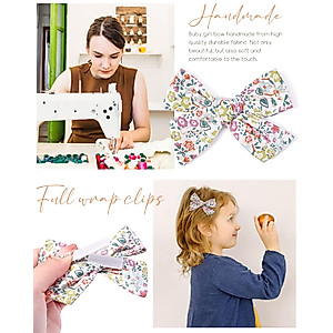 doboi 20PCS 3.6 Inches Baby Girls Linen Hair Bows Clips 10 Colors Fully Lined Hair Barrettes Accessories for Babies Infant Toddlers Kids in Pairs