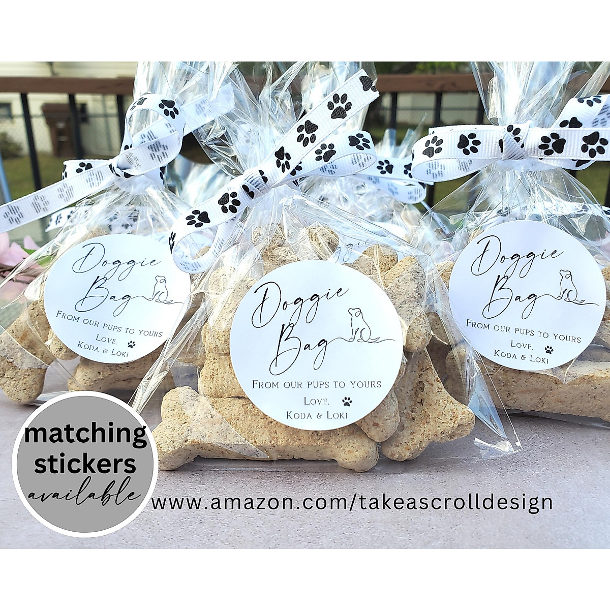 Take a Treat Doggie Bag Sign, Dog Wedding Decoration, Pet Favor Cat, Treat Reception Gift for Guests, Thank You Bridal Shower Supplies, Fur Our Friends Who Couldn't Come to The Pawty