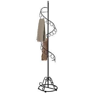 MyGift Black Metal Freestanding Scarf Hanger and Belt Display Holder Organizer with 25 Rings and Spiral Design, Decorative Shawl and Scarves Rack