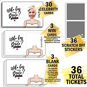 Nopoben Bridal Shower Games - Who Has The Bride Scratch Off Celebrity Cards, Bachelorette Party Games Supplies – 36 Cards(N06-Baika)