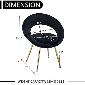HomVent Modern Makeup Desk Chair Vanity Chair,Round Back Dining Chairs Accent Chairs with Golden Metal Leg for Bedroom Living Room Vanity Dining Room