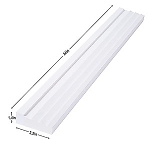 AUYKBVK White Photo Picture Ledge Shelf Wall Mounted Floating Shelves for Room Décor 24 in Wooden Nursery Book Shelves Books Photo Frames Display Shelves with Lip a Set of 2