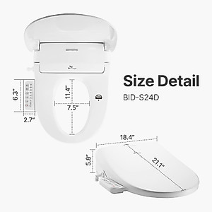 SK magic BID-S24D Electric Bidet Toilet Seat Elongated| Adjustable Warm Water, Warm Air Dryer| LED Lights| 360° Self-Cleaning Nozzle| Easy Installation| Heated Toilet Seat