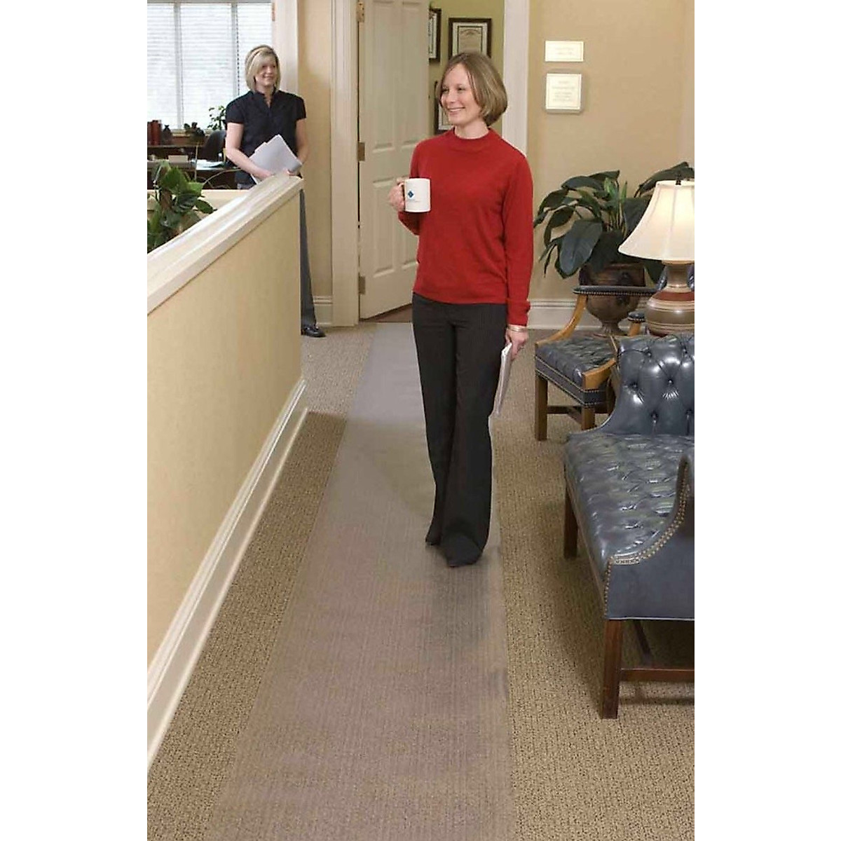 Clear Plastic Runner Rug Carpet Protector Mat Ribbed Multi-Grip (Clear Plastic, 26" in x 60" in)