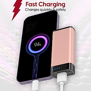 TALK WORKS Portable Charger - Fast Charging Power Bank Compatible with iPhone 13/Pro/Pro Max, 14/Plus/Pro/Pro Max, 12, 11, XR, XS, X, 8, 7, 6, SE, iPad, Android -External Cell Phone Backup (Rose Gold)